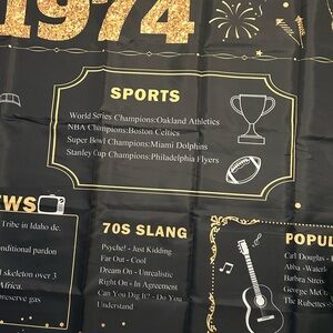 Back in 1974 backdrop | Party Supplies | Back In 974 Birthday Sign ...
